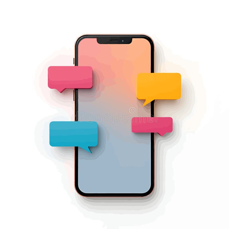 A Smartphone with Speech Bubbles on the Screen Stock Illustration ...