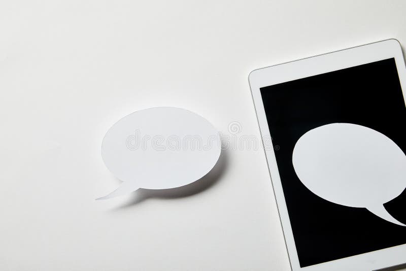 Smartphone with Speech Bubbles on White Stock Image - Image of signs ...