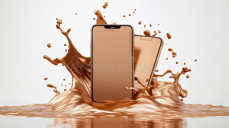 A Smartphone with a Splash of Liquid Coming Out of it Stock Image ...