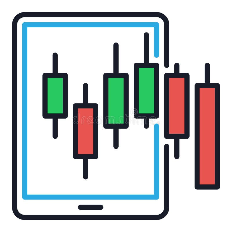 Smartphone Sscreen with Candlestick Pattern Chart Vector Colored Icon ...