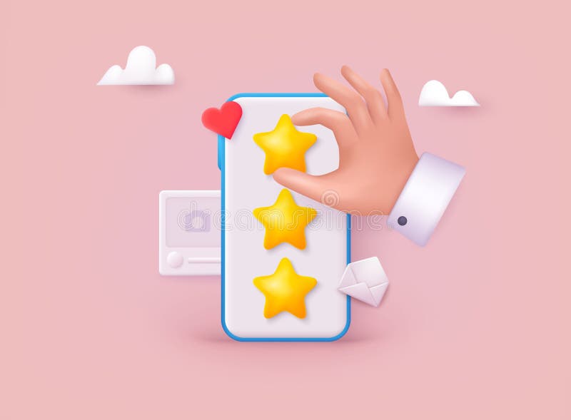 Smartphone with a Star Rating, Comment Review Chat Bubble and Pencil ...