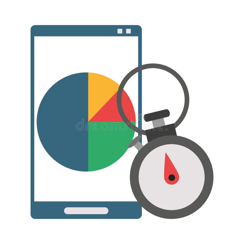 Smartphone with Statistics Graph and Timer Stock Vector - Illustration ...