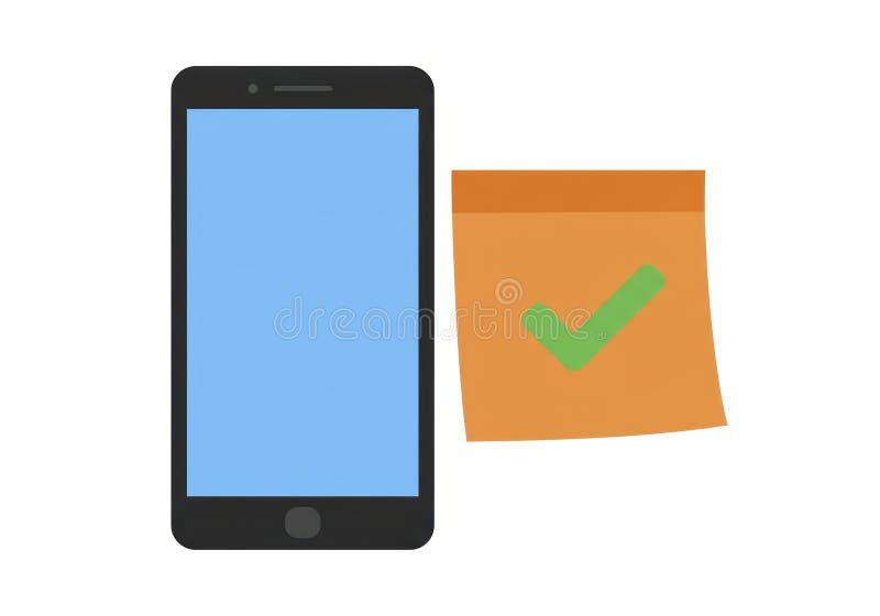 Smartphone with Sticky Note and Checkmark for Task Completion Stock ...