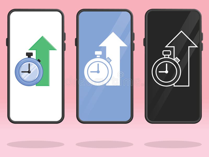 Smartphone Stopwatch Arrow Up Time Increase Stock Vector - Illustration ...