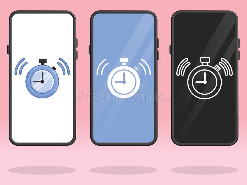 Smartphone Stopwatch Ringing Alarm Vibrating Reminder Stock Vector ...