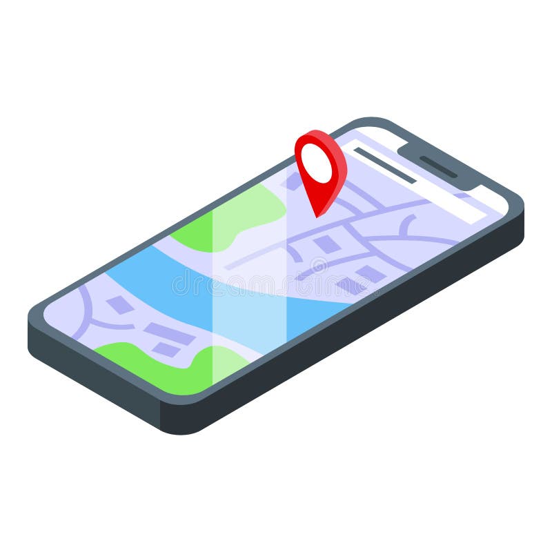 Smartphone Location Icon Isometric Vector. Phone Map App Stock Vector ...