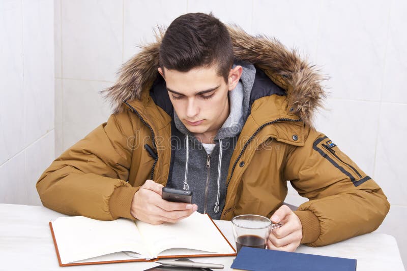 Smartphone in the Study Table Stock Image - Image of internet, drinks ...