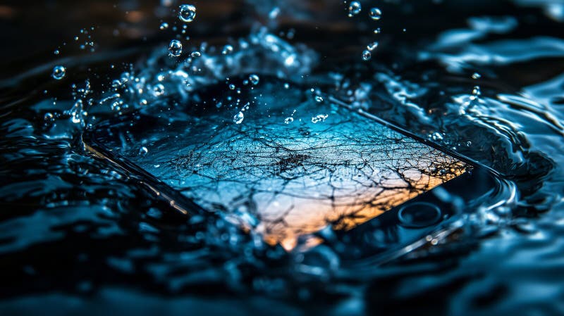 Smartphone Submerged in Clear Water Creates a Captivating Bubble Effect ...