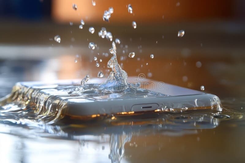 Smartphone Submerged in Water with Splashes Captured during an ...