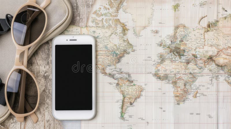 A Smartphone, Sunglasses, and a Small Pouch are Laid Out on Top of a ...