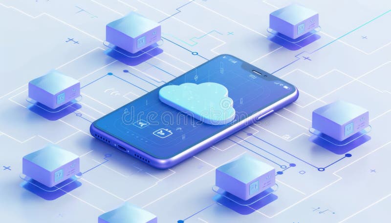 Smartphone Surrounded by Cloud Storage Servers in a Digital Environment ...