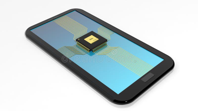 Smartphone/Tablet with CPU Chip Stock Illustration - Illustration of ...