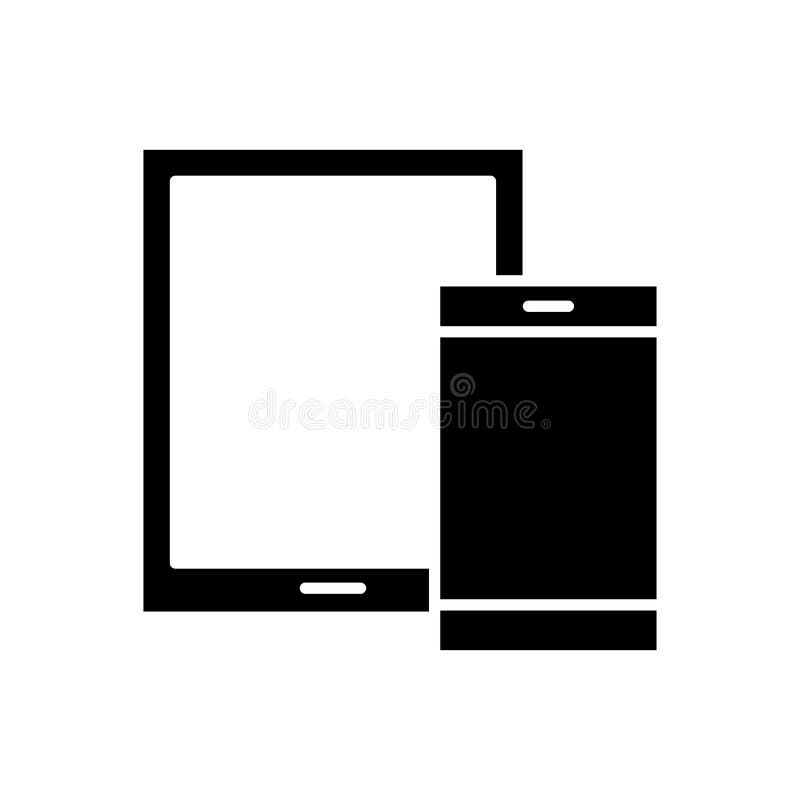 Smartphone and Tablet Devices Tech Silhouette Style Icon Stock Vector ...