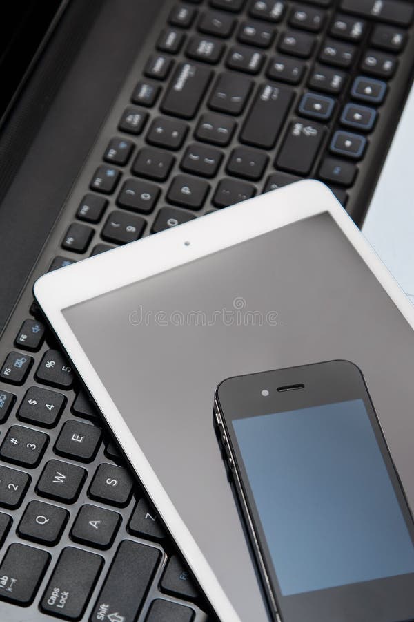 Smartphone, Tablet and Laptop Stock Photo - Image of electronic ...