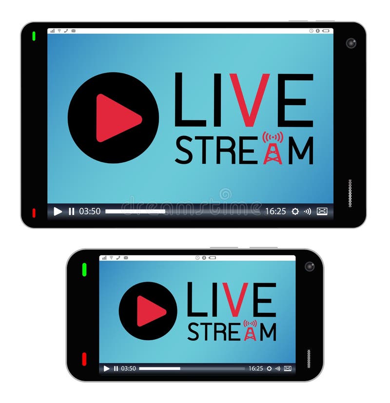 Smartphone and Tablet with Live Stream on a Screen Stock Vector ...