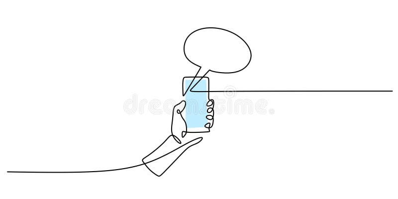 Smartphone Talking Bubble Continuous Line, Digital Chat App Art Stock ...
