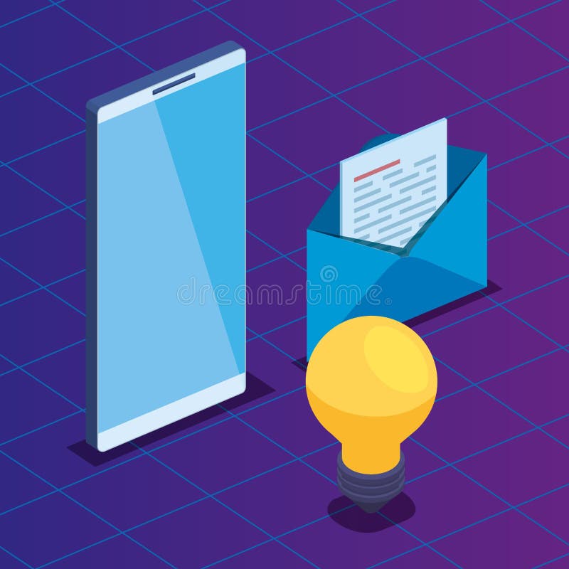 Smartphone Technology with Bulb and Letter with Document Stock ...