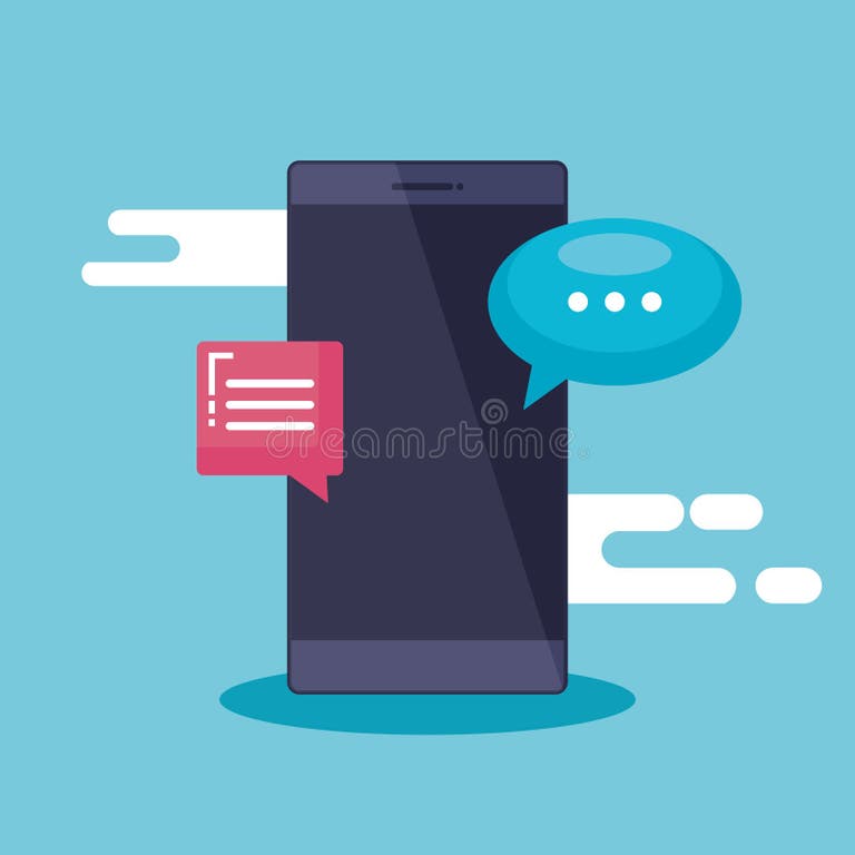 Smartphone Technology with Chat Bubble Information Stock Illustration ...
