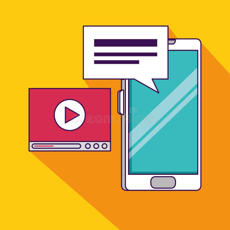 Smartphone Technology with Chat Bubble and Video Stock Vector ...