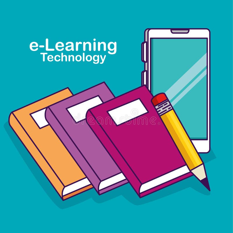 Smartphone Technology with Elearning Books and Pencil Stock Vector ...