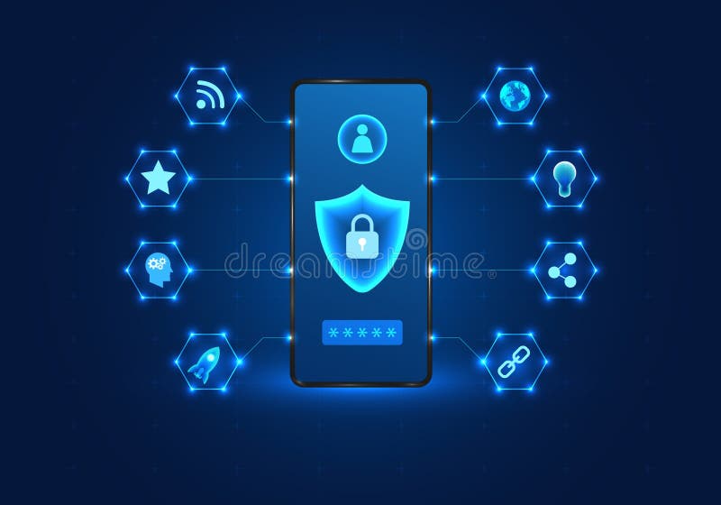 Smartphone Technology with a Shield on the Front Mobile Stock Vector ...