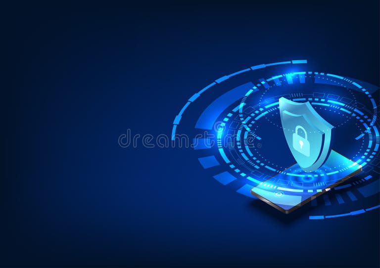 Smartphone Technology with a Shield and a Lock with a Technology Circle ...