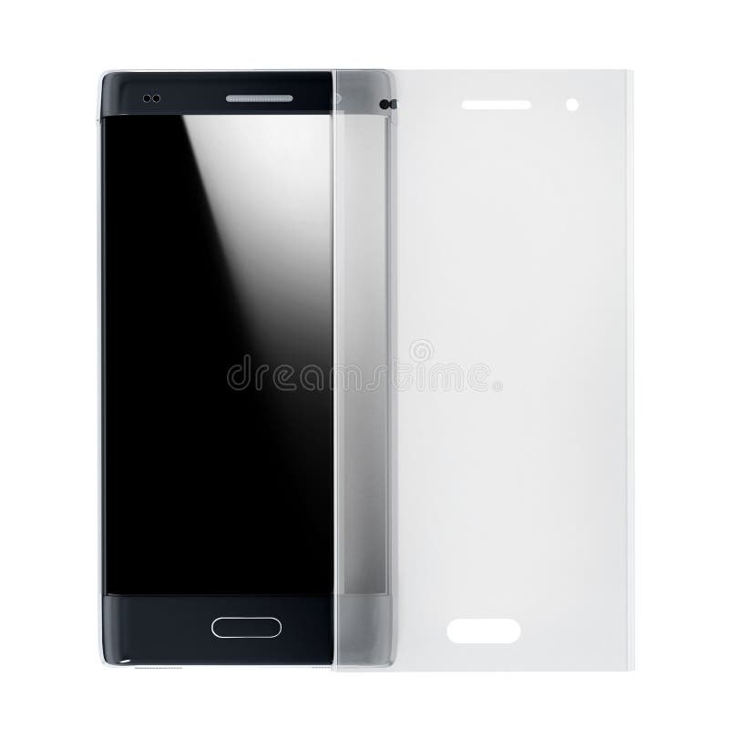 Smartphone and Tempered Glass Screen Protector. 3D Illustration Stock ...