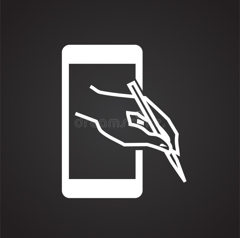 Smartphone Text Typing Hand on Black Background Stock Vector ...