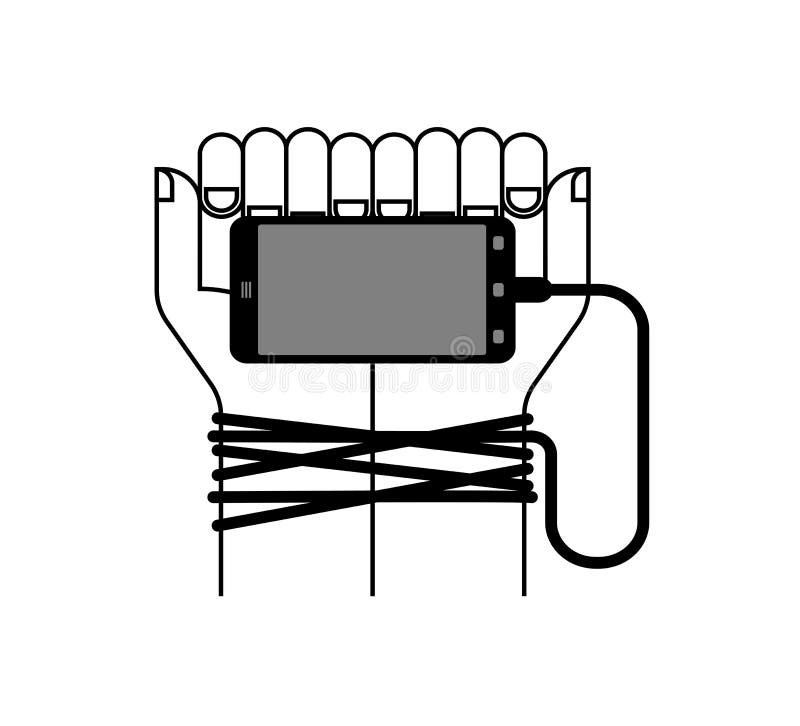 Smartphone Ties Hands. Concept Modern Gadget is a Trap Stock Vector ...