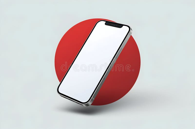 Smartphone Tilts Against Large Red Circle, Creating Dynamic Floating ...