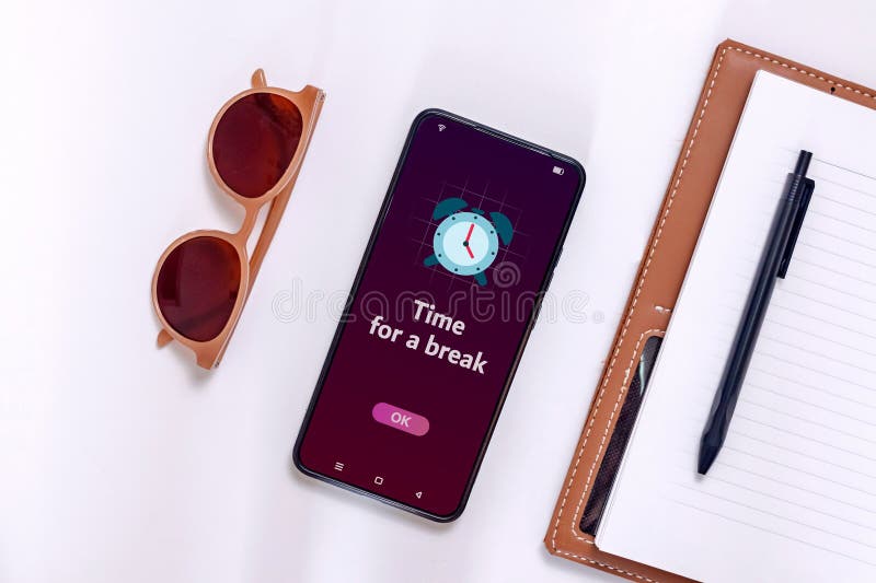 A Smartphone with Time for a Break Notification. Take a Break from Your ...