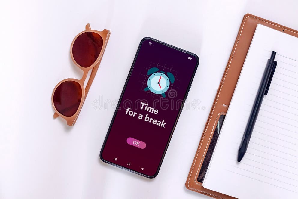 A Smartphone with Time for a Break Notification. Take a Break from Your ...