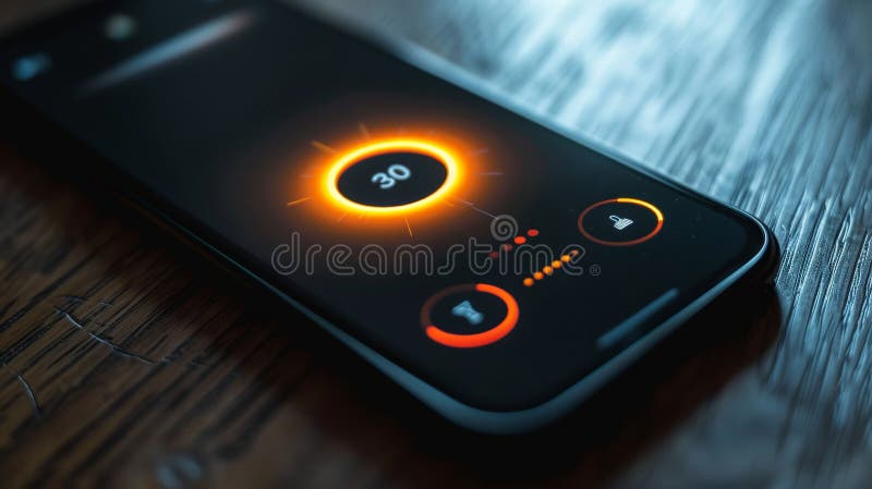 Smartphone Timer App on Wooden Surface Stock Illustration ...