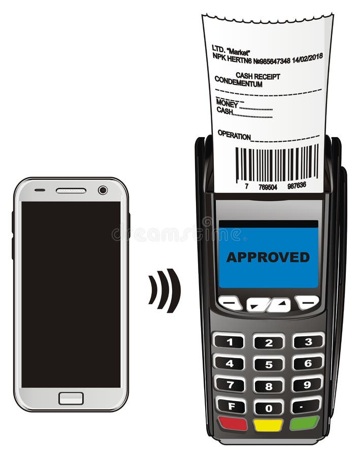 Mobile with POS terminal stock illustration. Illustration of mobile ...