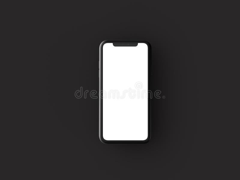 Smartphone In Top View - Mockup Front Side With White Screen Stock ...