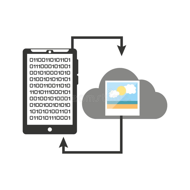 Smartphone Transfer Cloud Data Picture Stock Vector - Illustration of ...