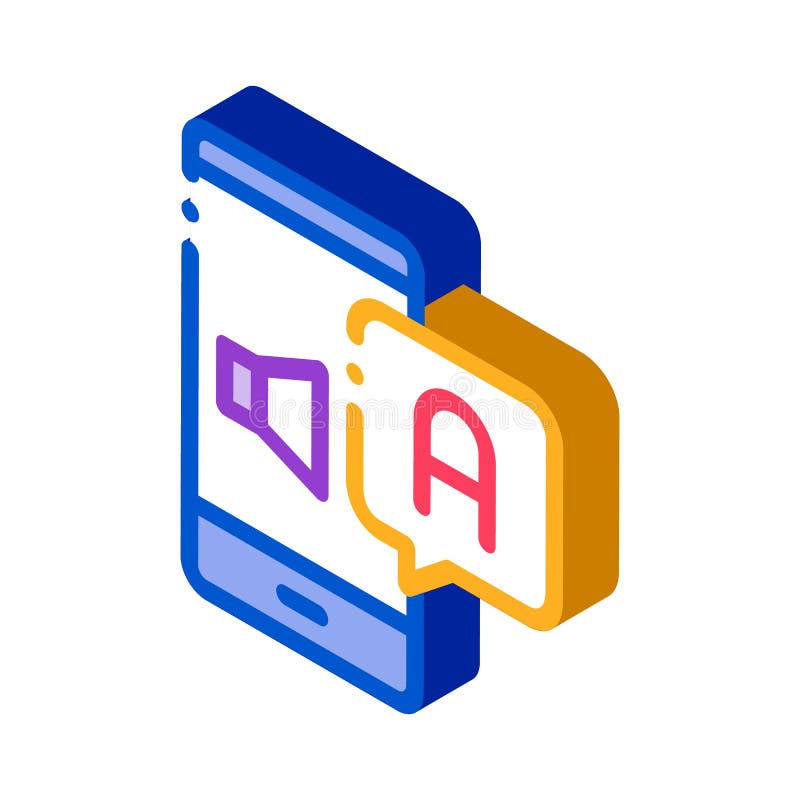 Smartphone Translator App Isometric Icon Vector Illustration Stock ...