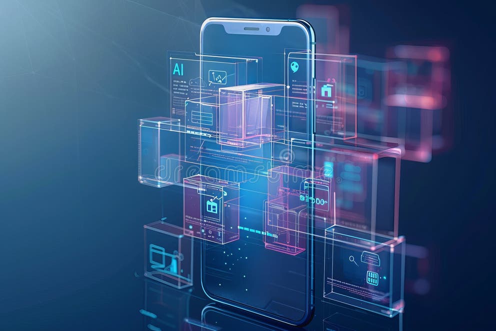 Smartphone Translucent Screen Displaying Interface Artificial ...