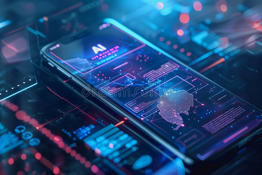 Smartphone Translucent Screen Displaying Interface Artificial ...