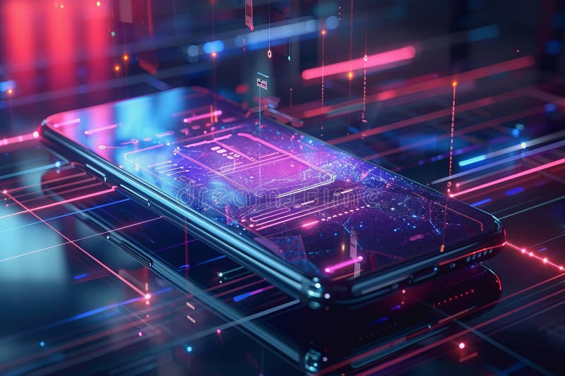 Smartphone Translucent Screen Displaying Interface Artificial ...