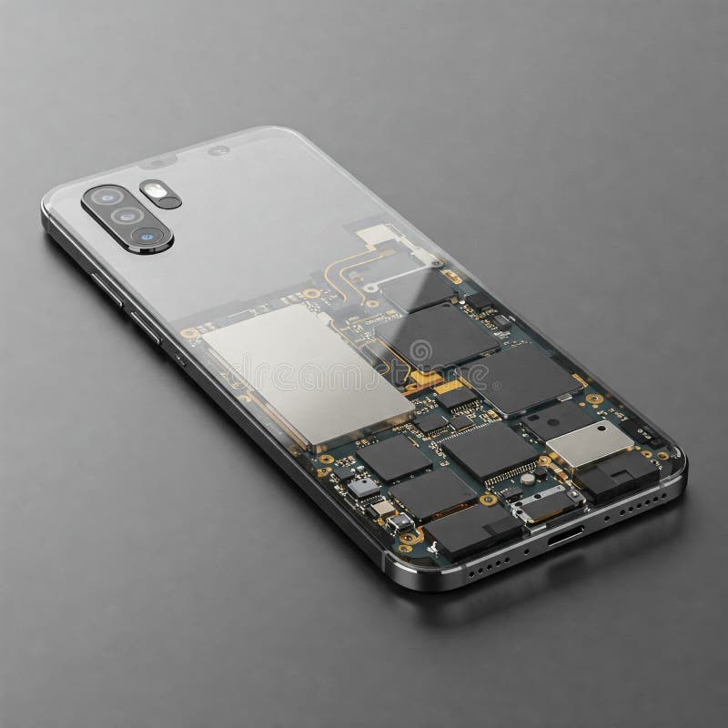Transparent Smartphone Revealing Internal Components (Generated with AI ...