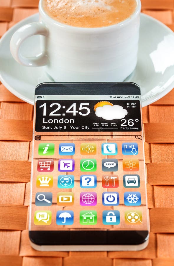 Smartphone with Transparent Screen in Human Hands. Stock Photo - Image ...