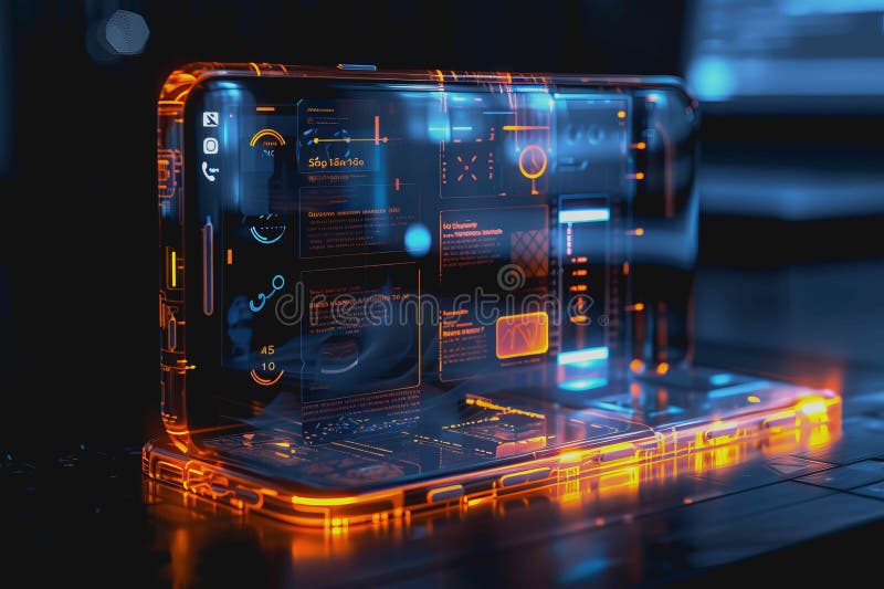 Smartphone a Transparent Display Shows User Interface Components, UX UI ...