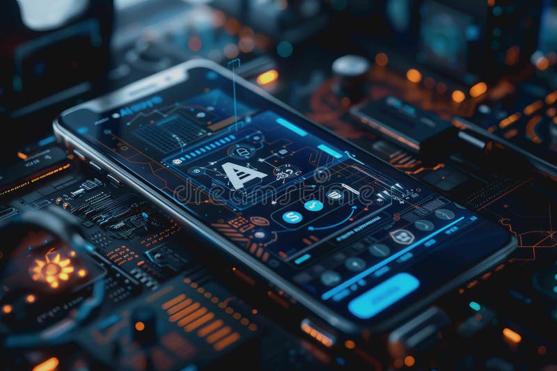 Smartphone a Transparent Display Shows User Interface Components, UX UI ...