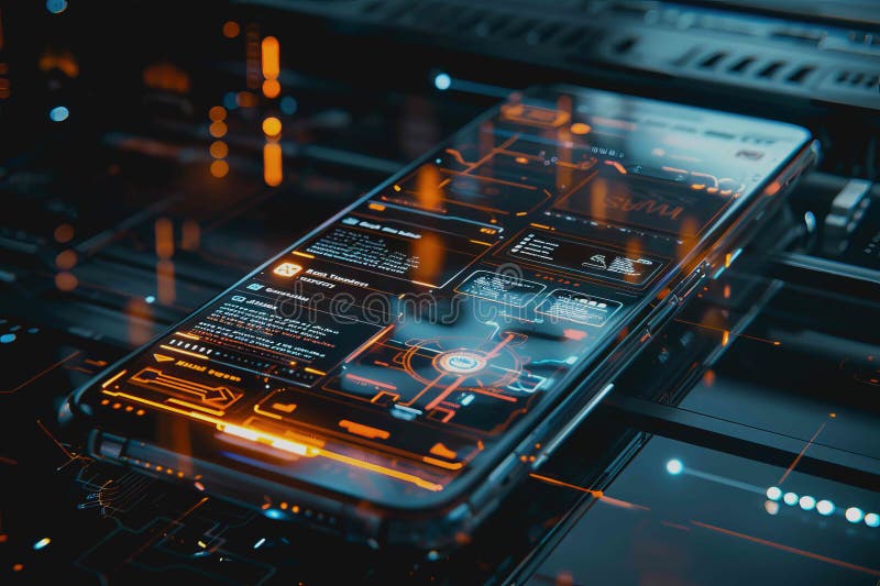 Smartphone a Transparent Display Shows User Interface Components, UX UI ...