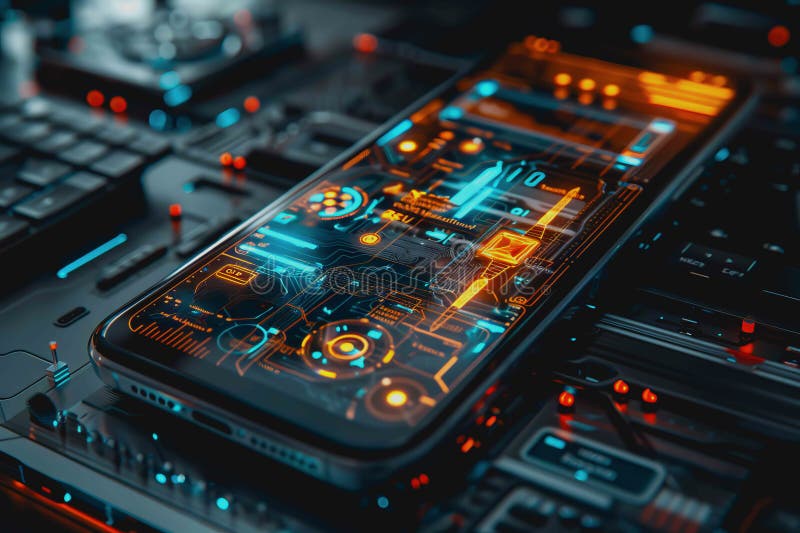 Smartphone a Transparent Display Shows User Interface Components, UX UI ...