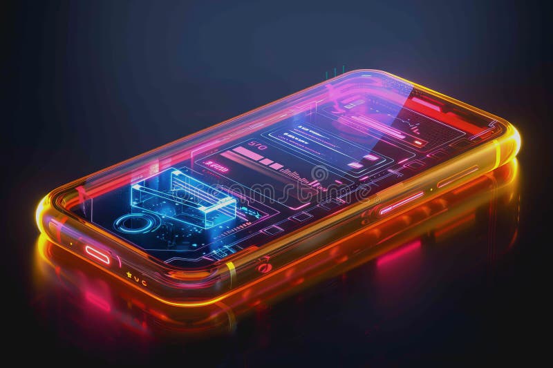 Smartphone a Transparent Display Shows User Interface Components, UX UI ...