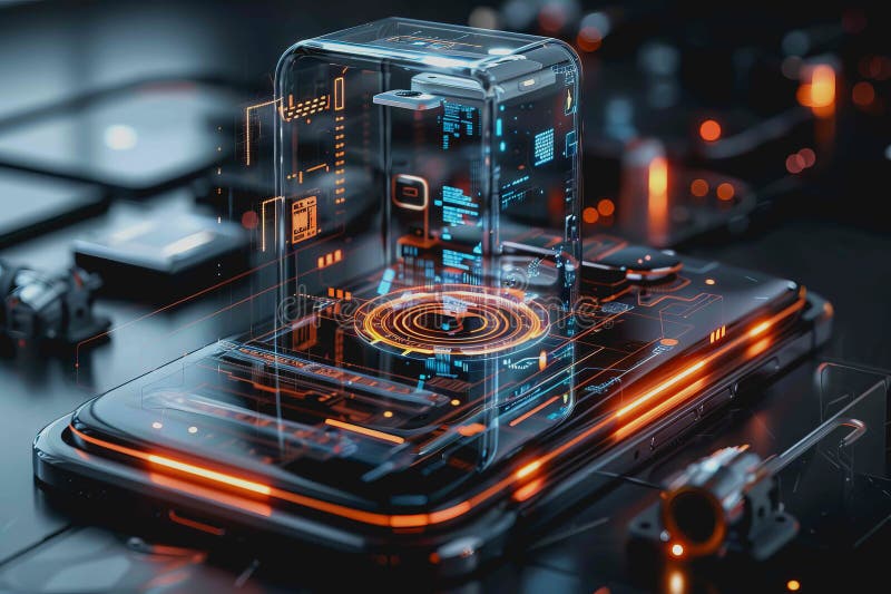 Smartphone a Transparent Display Shows User Interface Components, UX UI ...