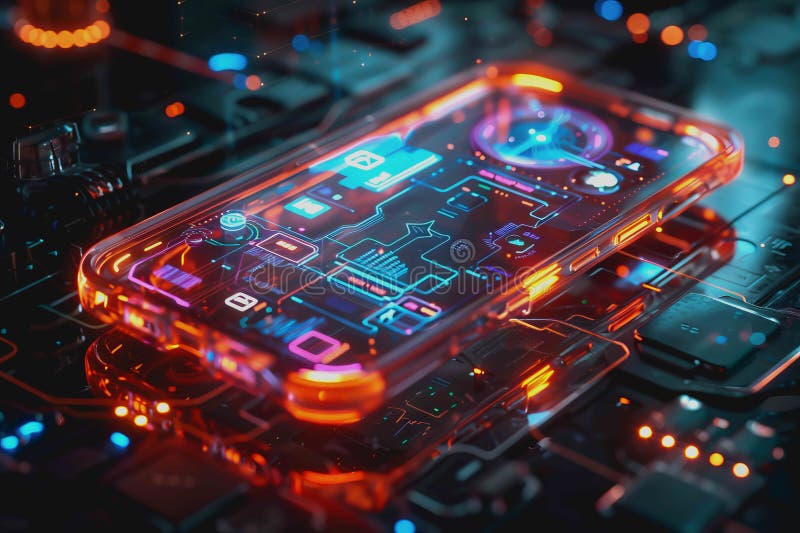 Smartphone a Transparent Display Shows User Interface Components, UX UI ...