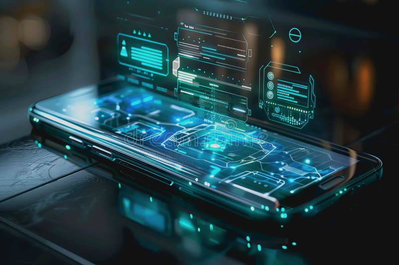 Smartphone a Transparent Display Shows User Interface Components, UX UI ...